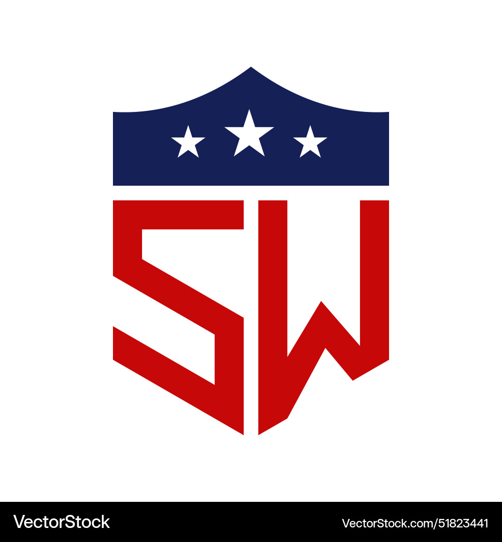 Patriotic sw logo design letter Royalty Free Vector Image