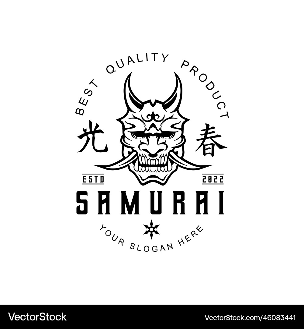 Samurai ronin face mask logo icon symbol black Vector Image