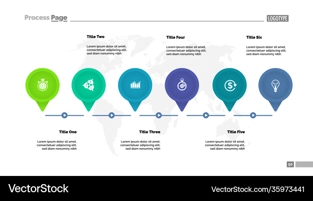 Six main points diagram template Royalty Free Vector Image