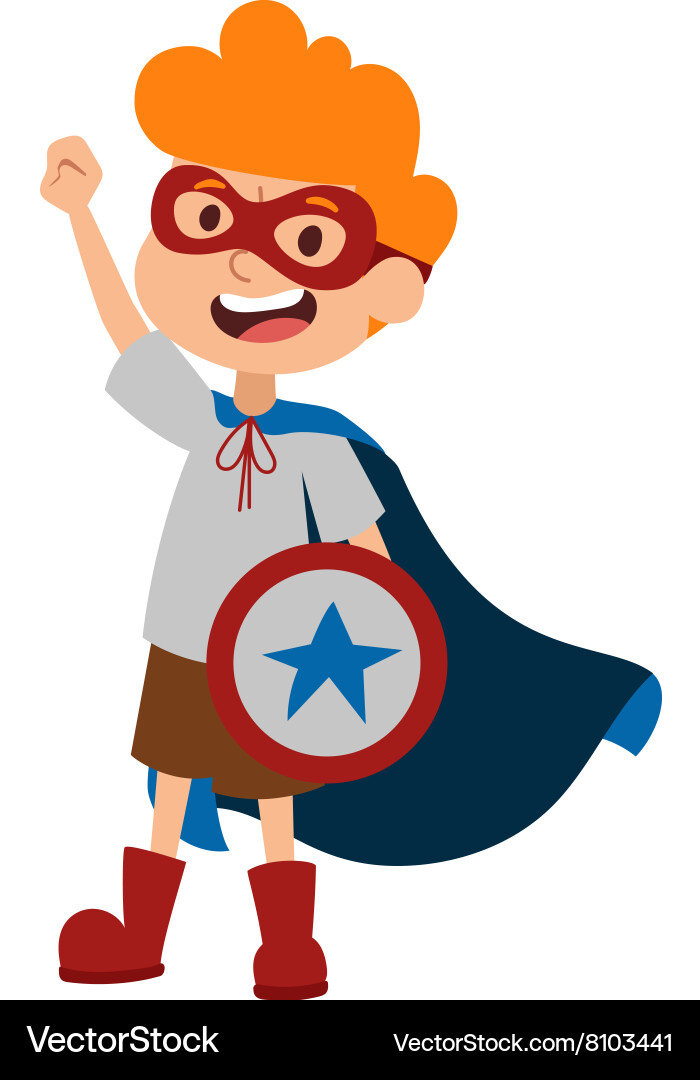 Super hero boy cartoon character Royalty Free Vector Image