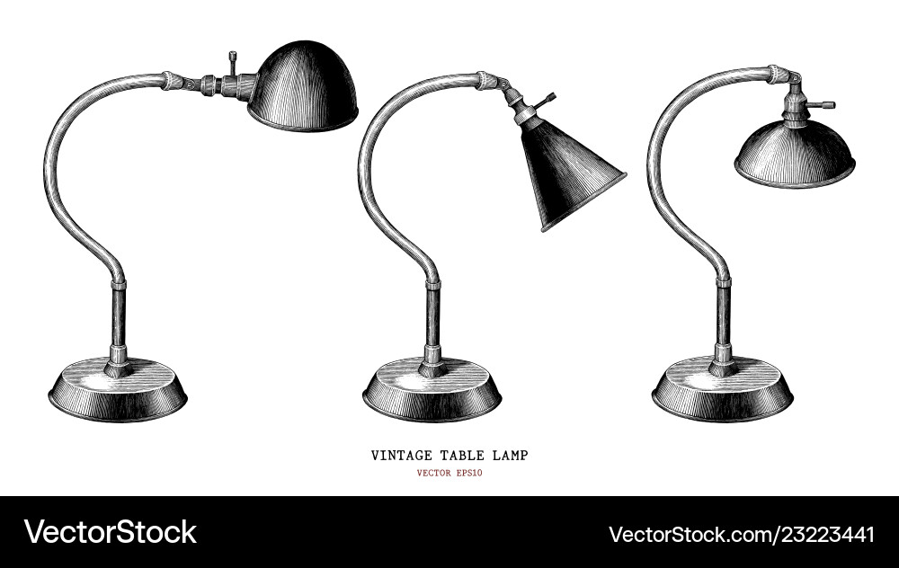 Vintage table lamp collection hand draw Royalty Free Vector