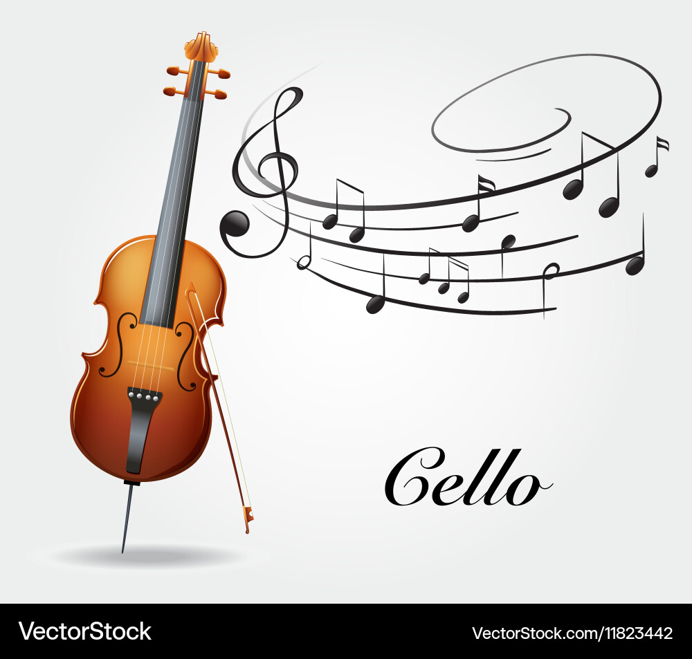 Cello with Music Notes Royalty Free Vector Image