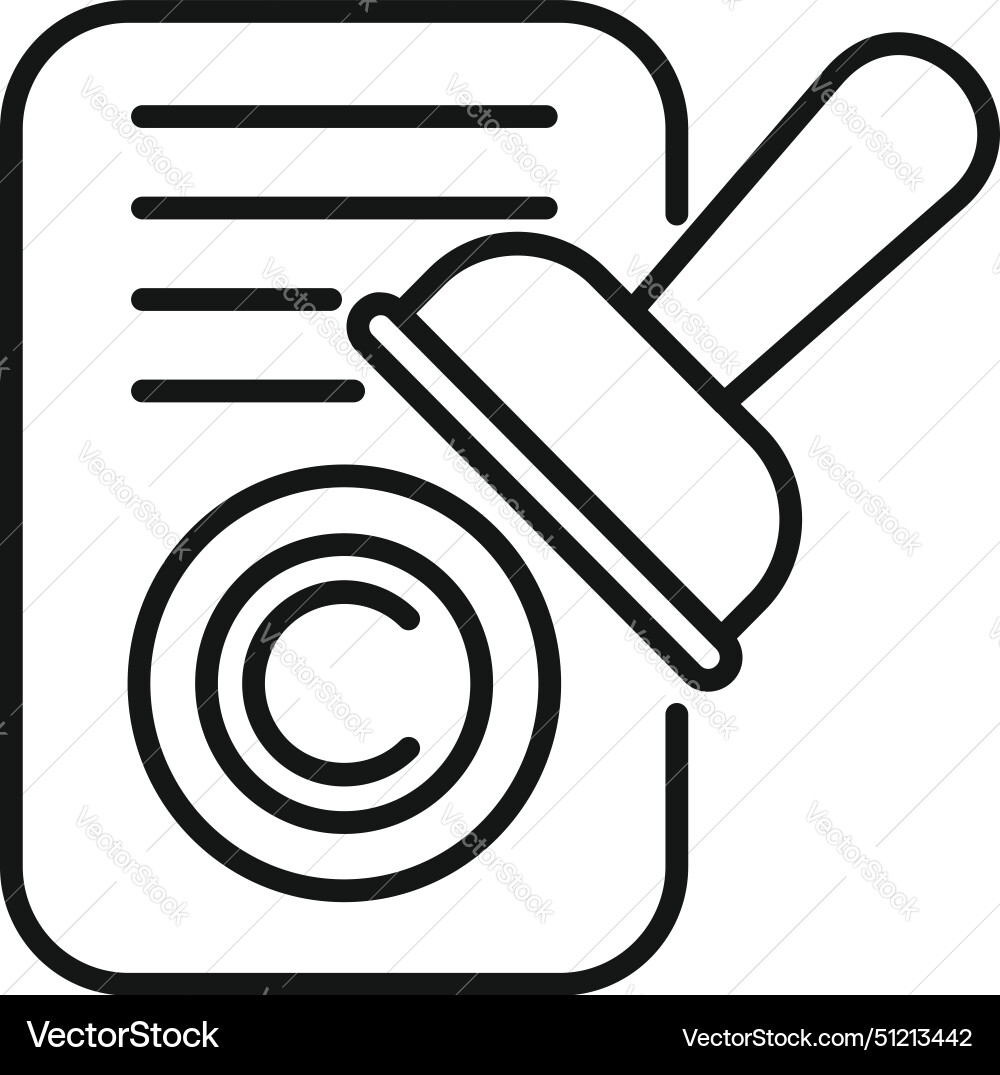 Copyright law stamp paper icon outline Royalty Free Vector