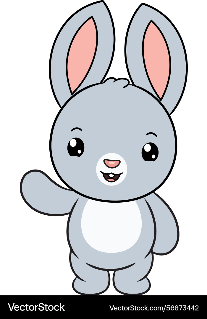 Cute bunny waving hand on white background Vector Image