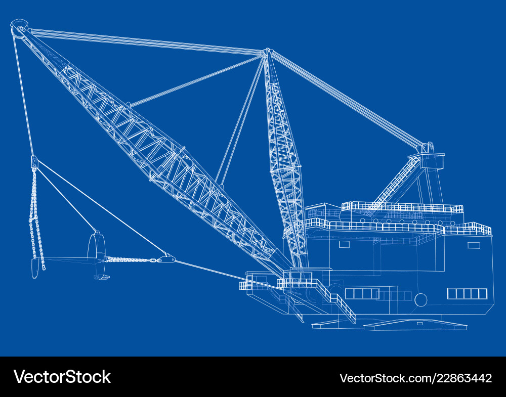 Dragline walking excavator Royalty Free Vector Image