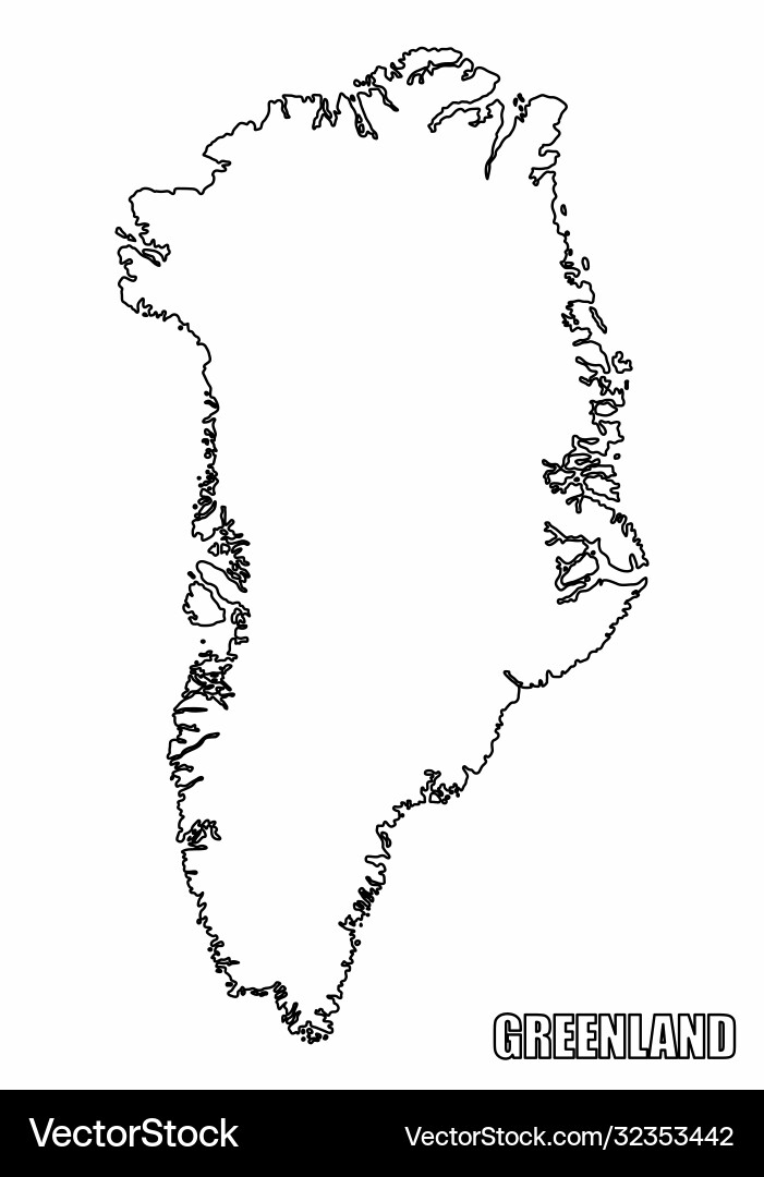 Greenland outline map Royalty Free Vector Image