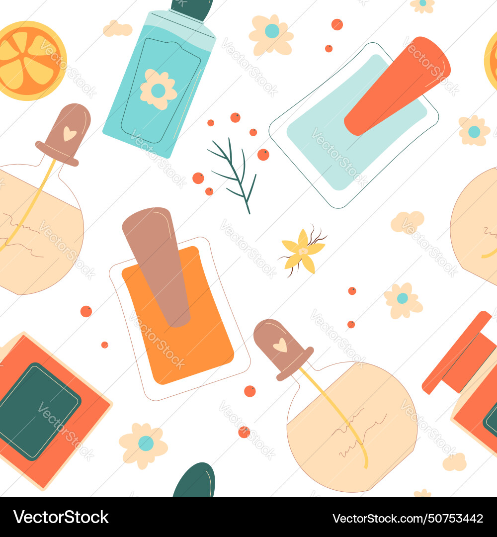 Perfumery seamless pattern fragrance endless Vector Image