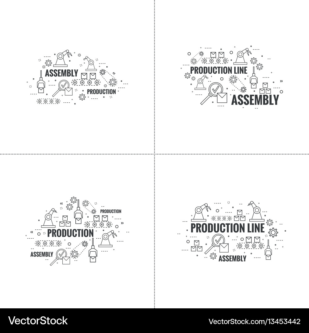 Production Line Icons Royalty Free Vector Image