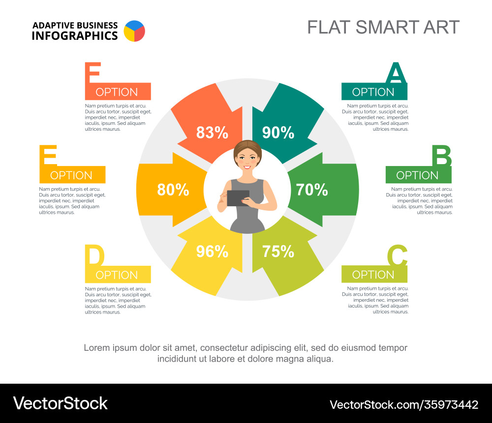 Six options business success chart template Vector Image