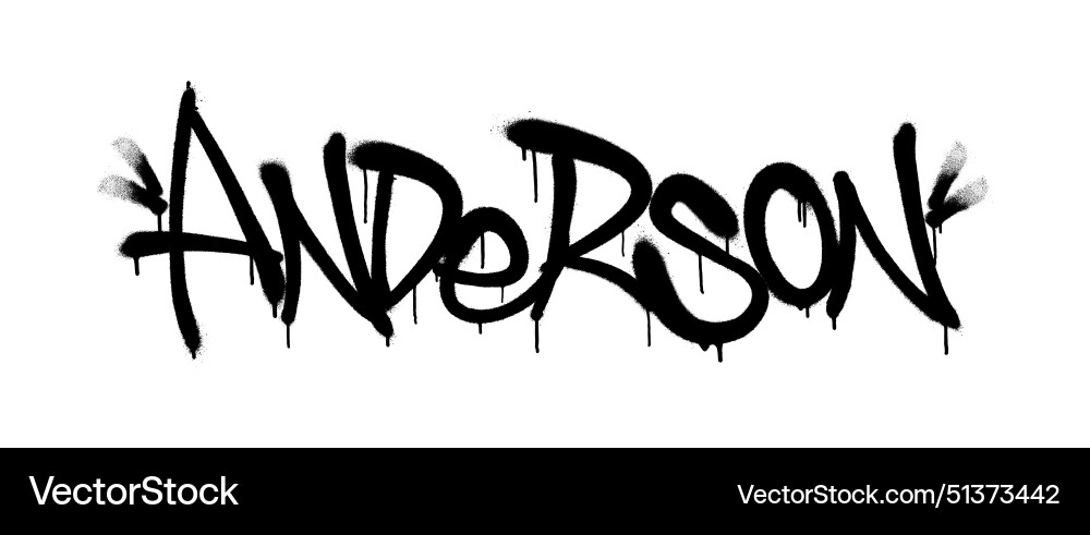 Sprayed anderson name with overspray in black over