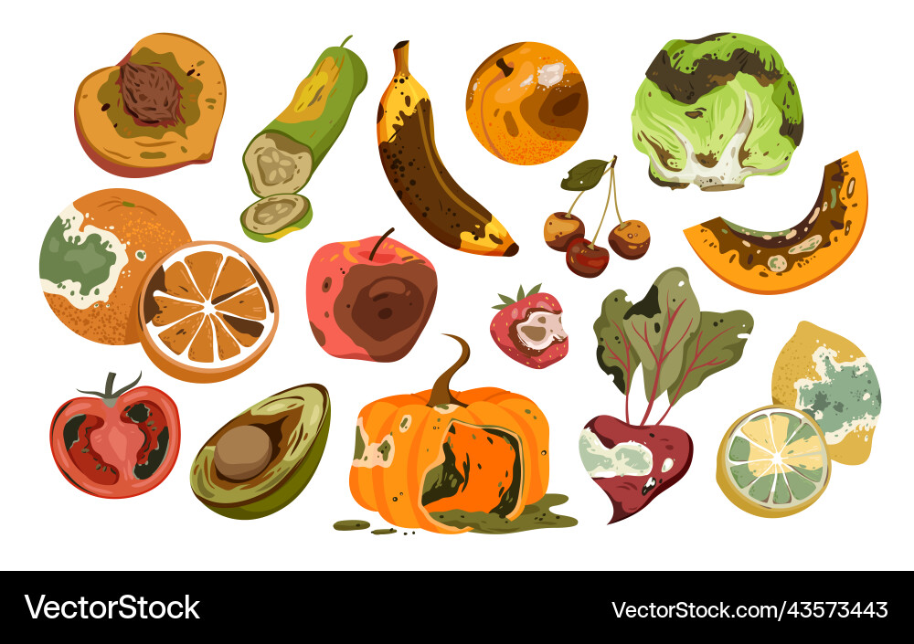 Cartoon isolated ugly waste collection Royalty Free Vector