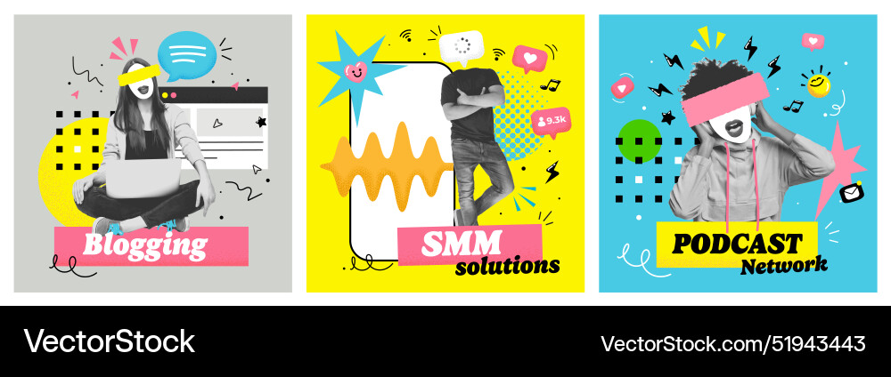 Collage poster design - social media Royalty Free Vector