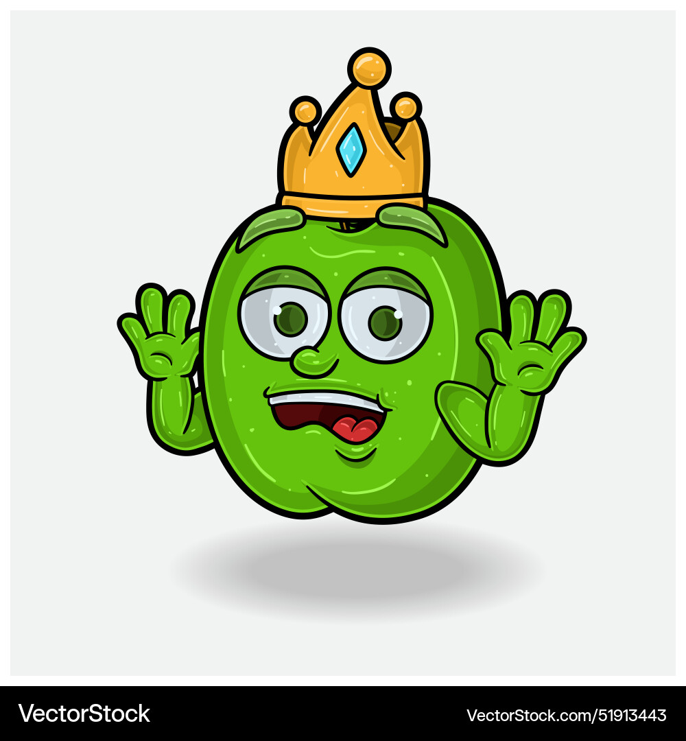 Green apple mascot cartoon with shocked expression
