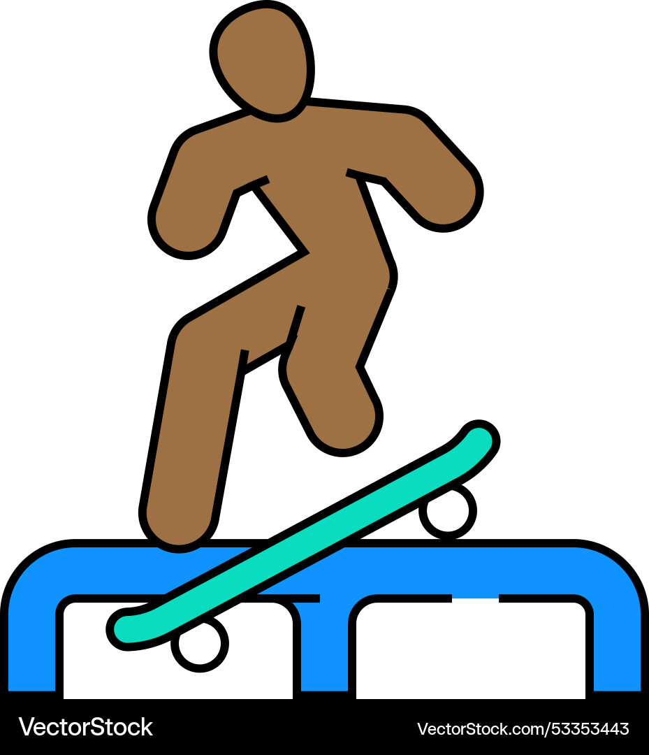 Grind skateboard sport icon color Royalty Free Vector Image