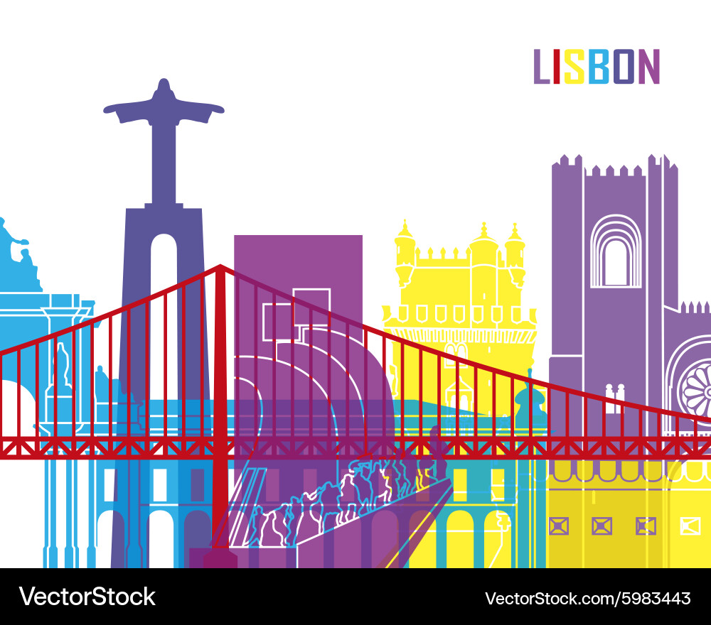 Lisbon skyline pop Royalty Free Vector Image - VectorStock