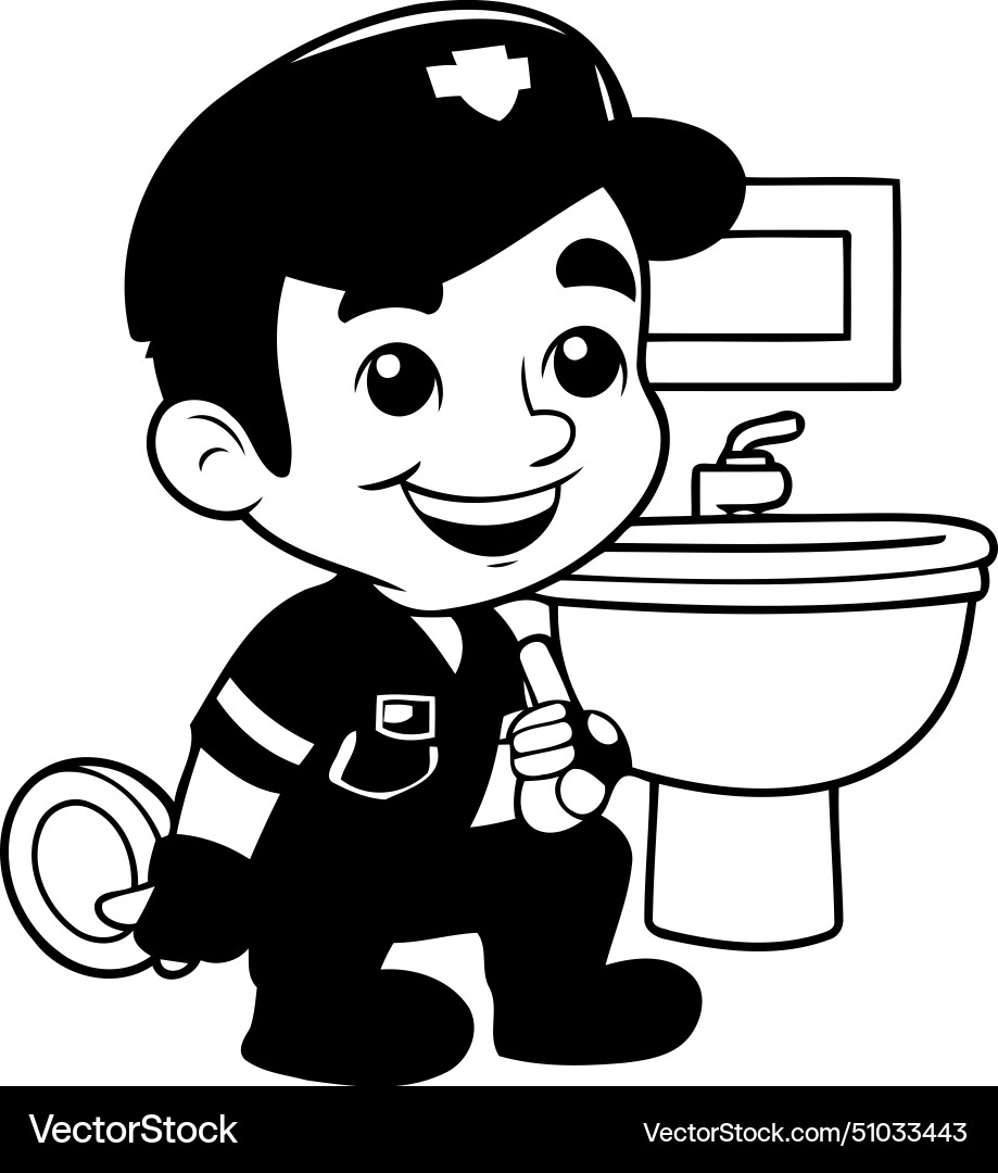 Plumber boy cartoon character in uniform Vector Image