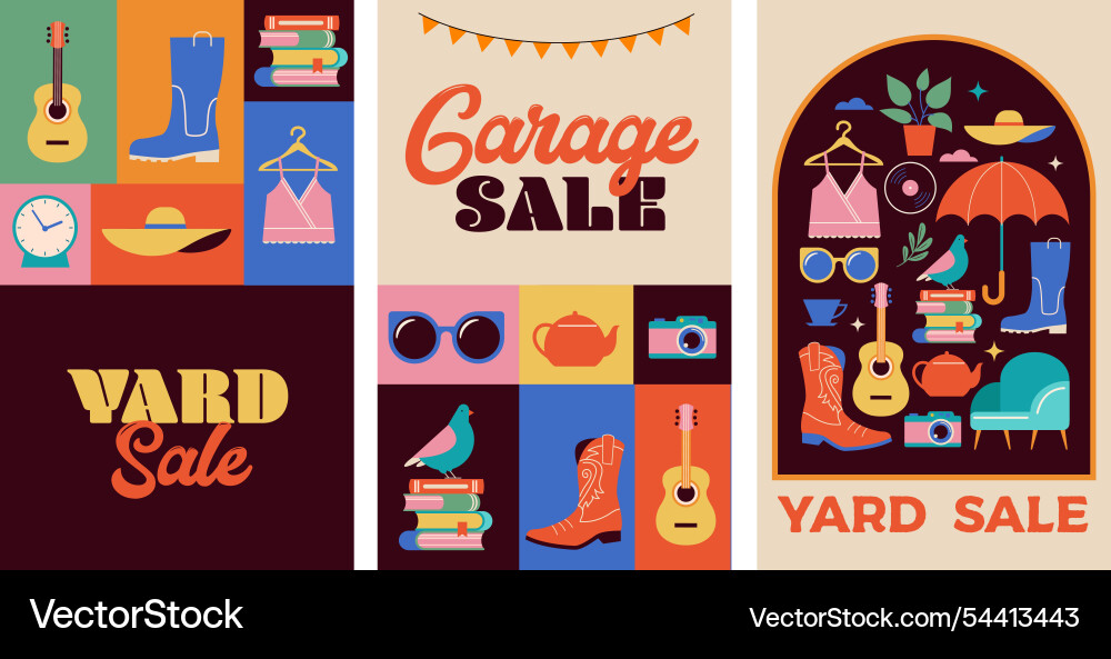 Retro Yard Sale Flyers Royalty Free Vector Image