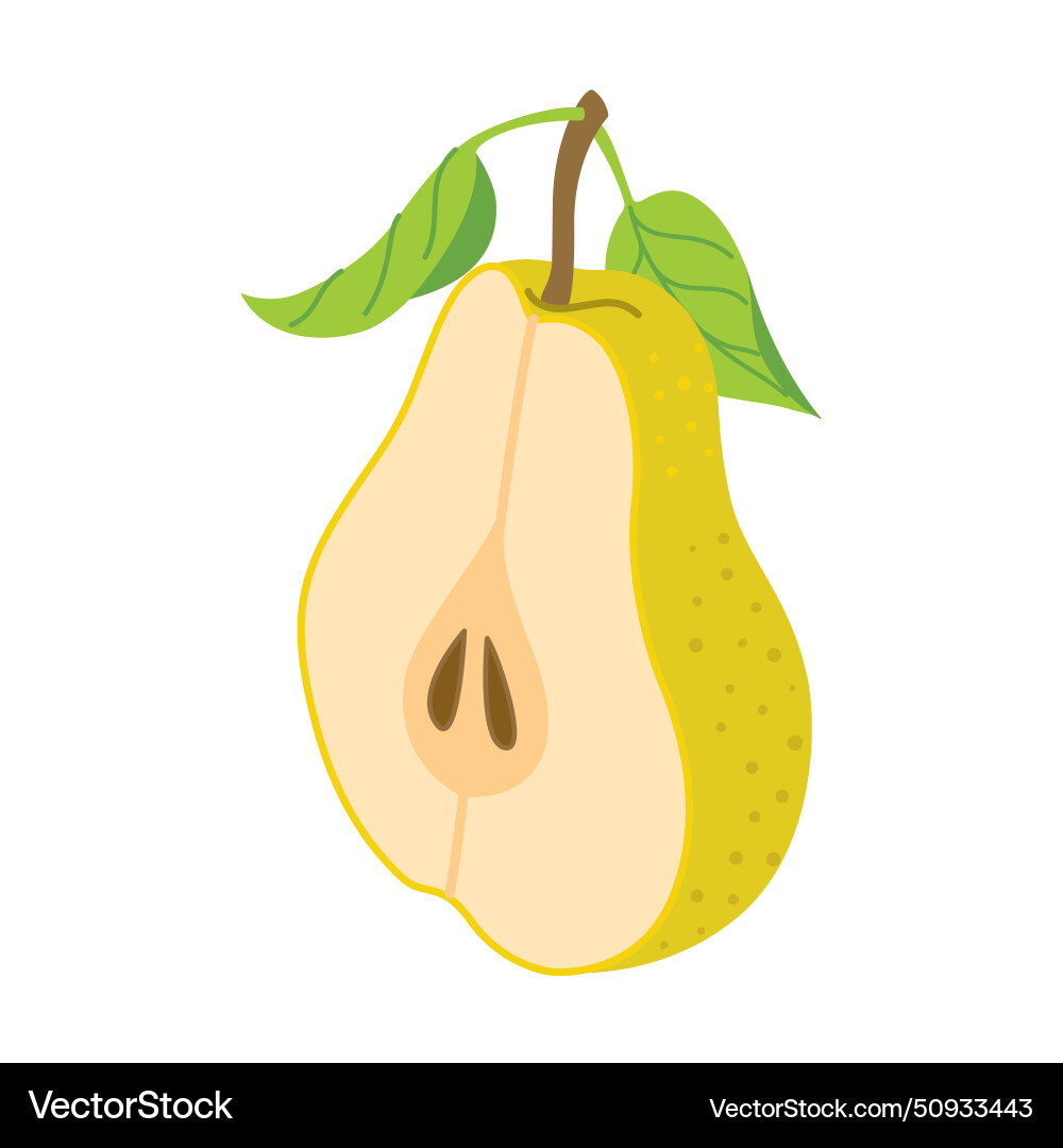 Sliced juicy pear cartoon style fresh Royalty Free Vector