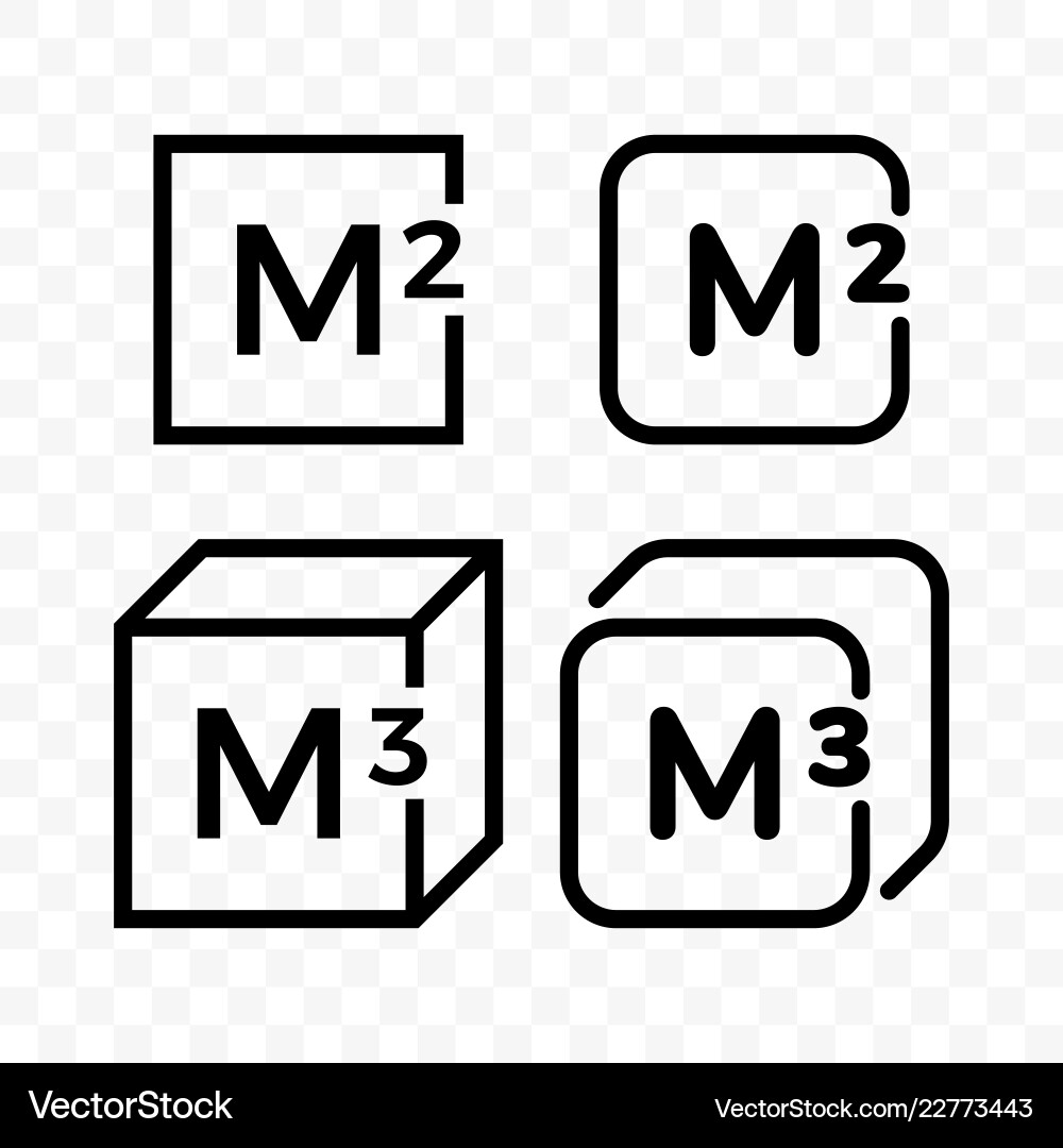 Square and cubic meters line icons Royalty Free Vector Image