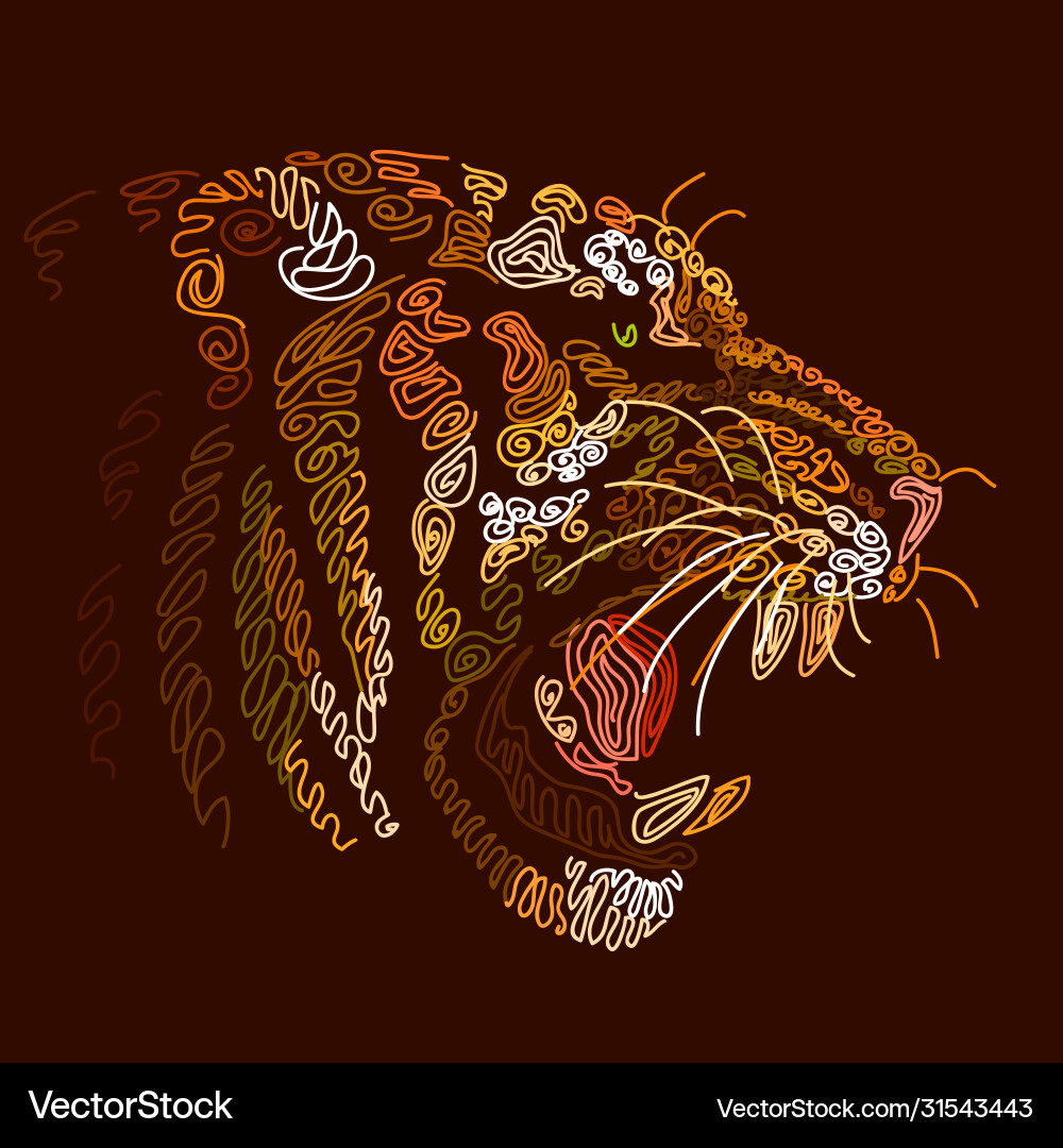 Tiger Pattern Portrait Royalty Free Vector Image