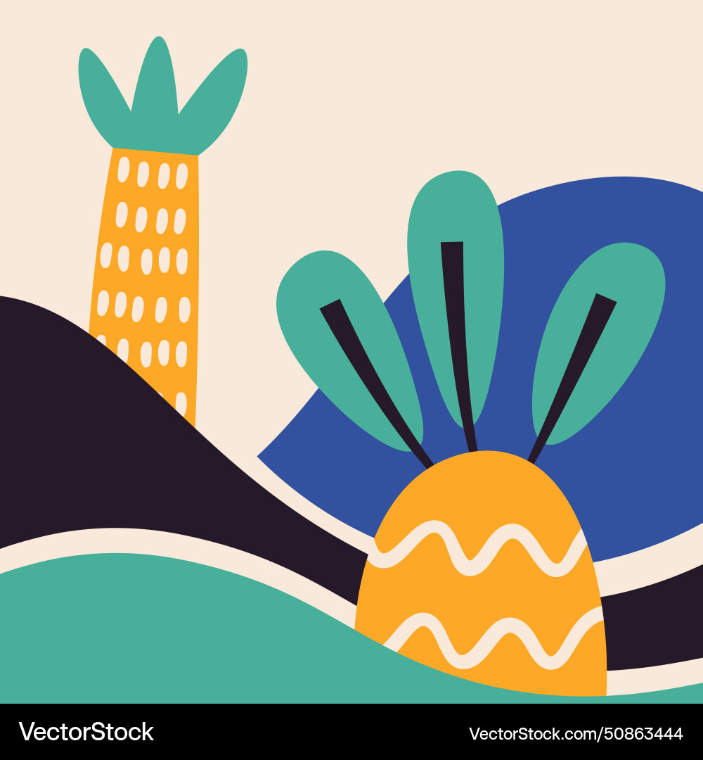 Abstract palm trees landscape Royalty Free Vector Image