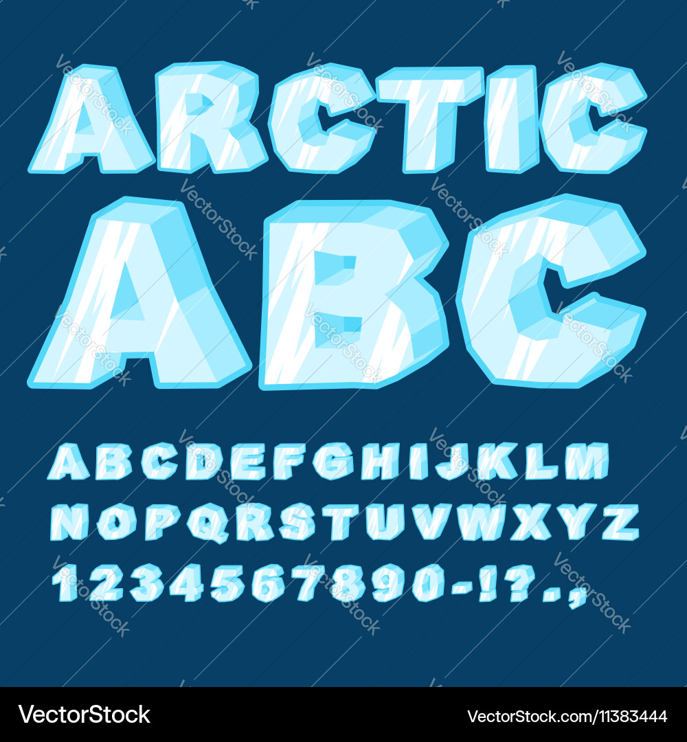Arctic abc icy font letters blue cold alphabet Vector Image