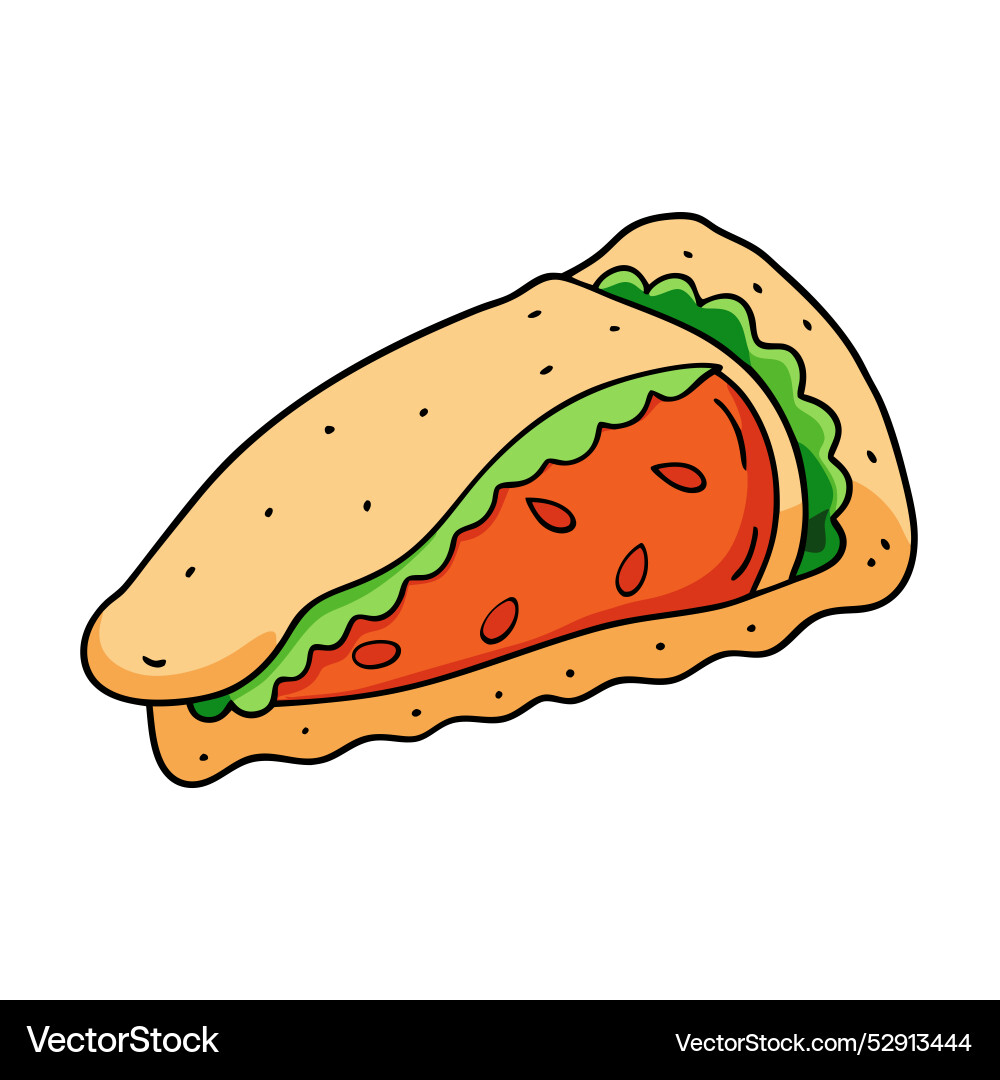 Calzone sliced in half filled with tomato sauce Vector Image