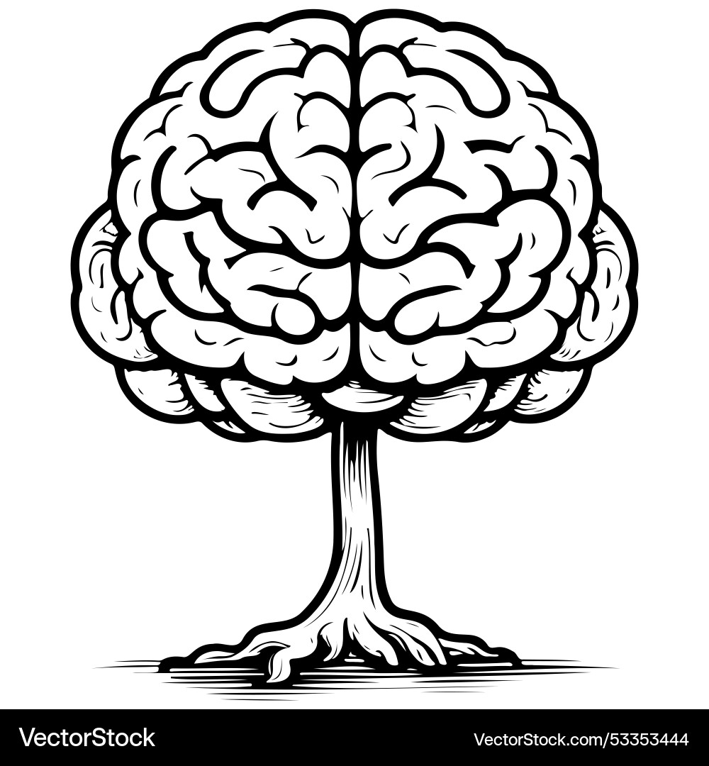 Cartoon brain sketches hand drawn line Royalty Free Vector