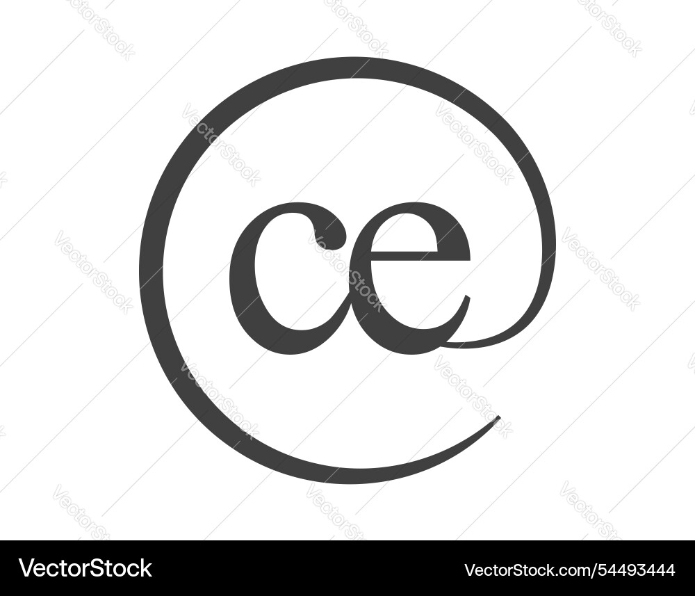 Ce logo from two letter with circle shape email Vector Image