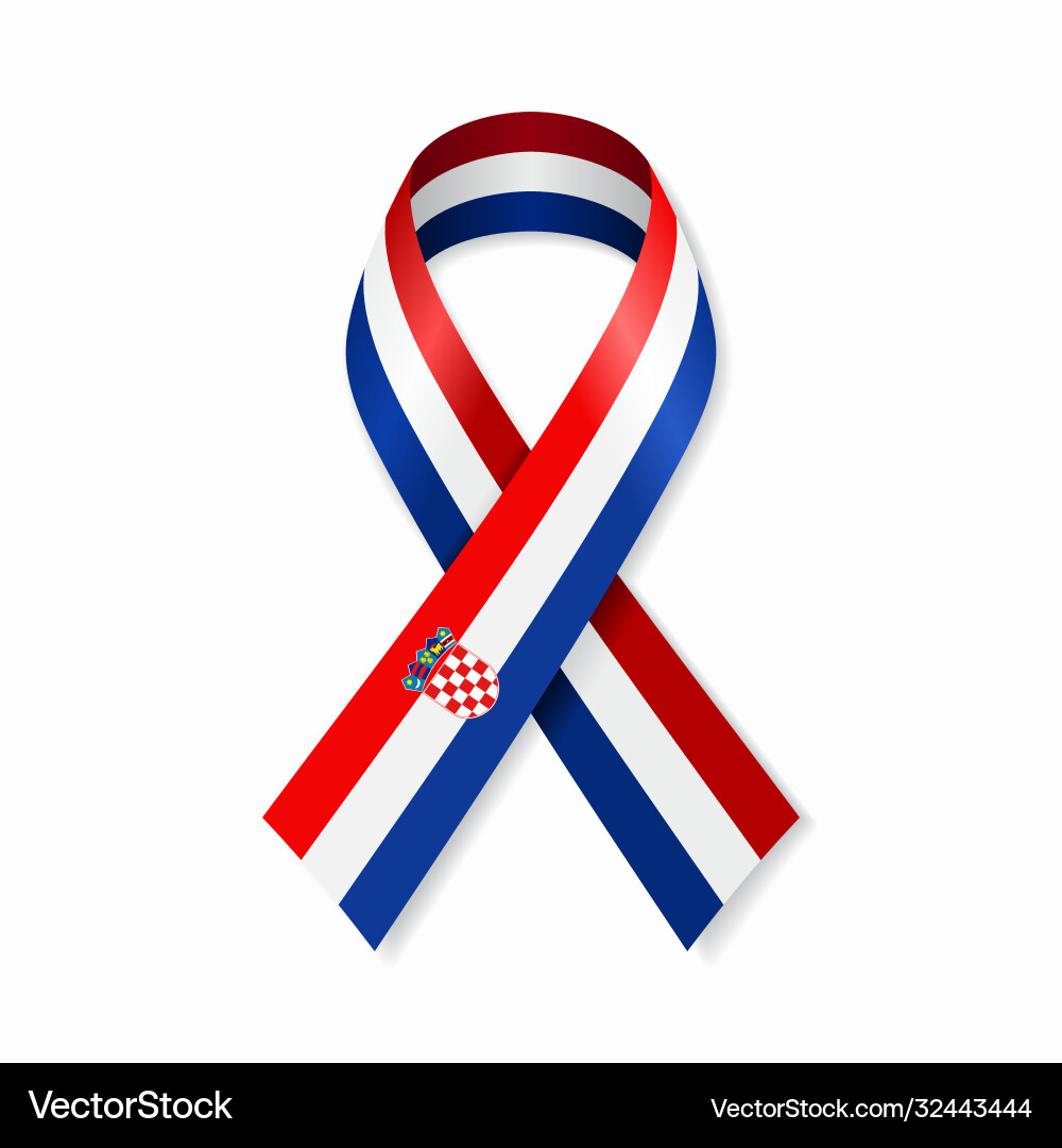 Croatian flag stripe ribbon on white background Vector Image
