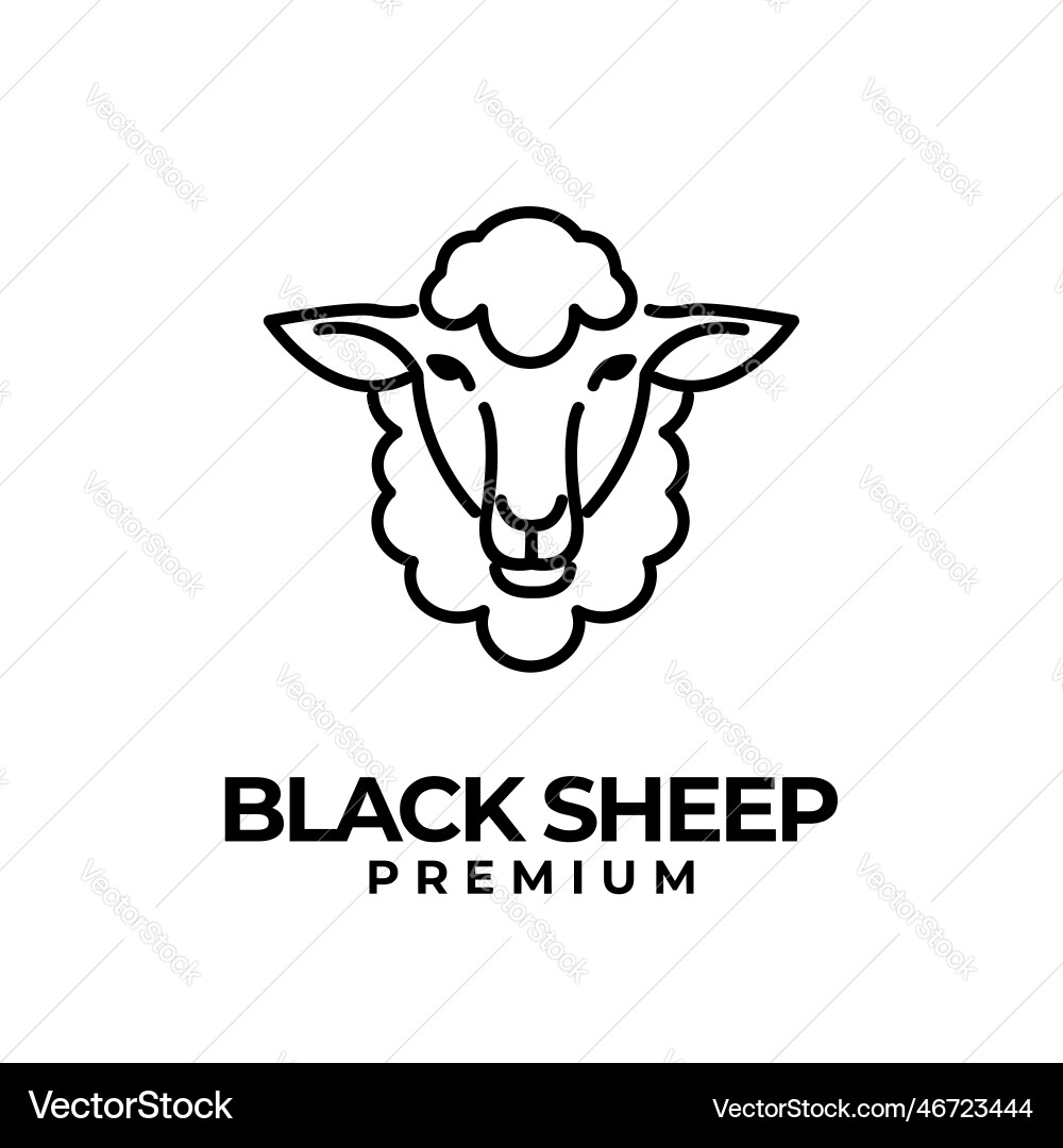 Elegant Black Sheep Line Art Logo Royalty Free Vector Image