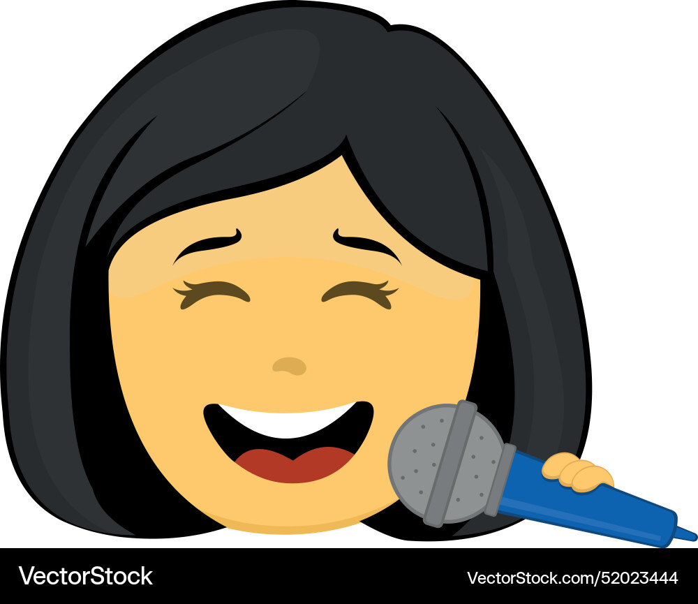 Emoji woman singing microphone Royalty Free Vector Image