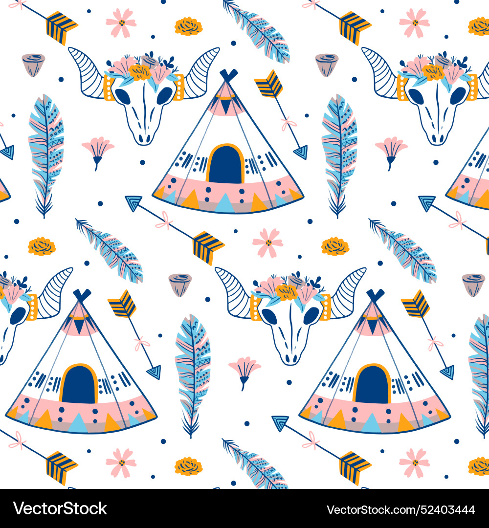 Hand drawn boho pattern design Royalty Free Vector Image