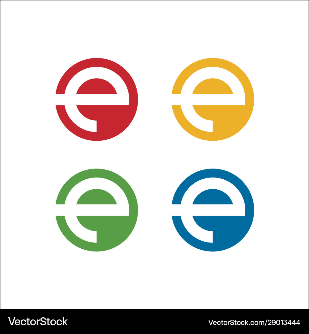 Letter e solid circle logo template Royalty Free Vector