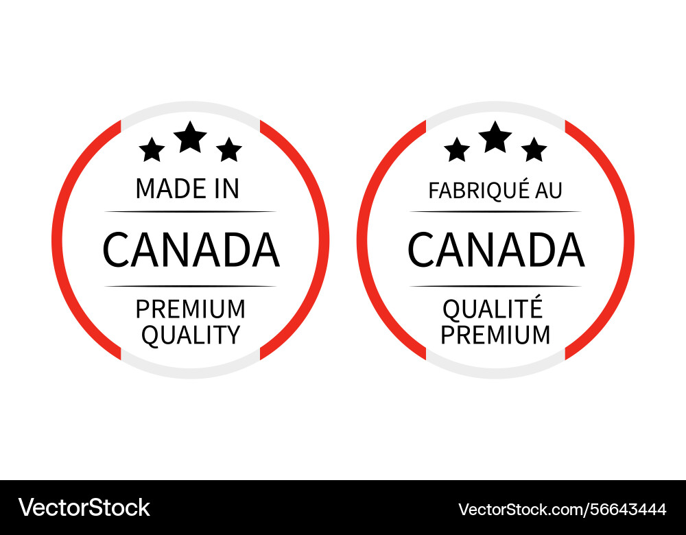 Made in canada round labels english Royalty Free Vector