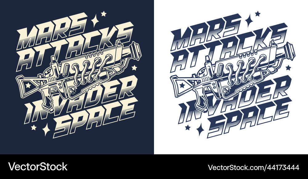Mars attack vintage label monochrome Royalty Free Vector