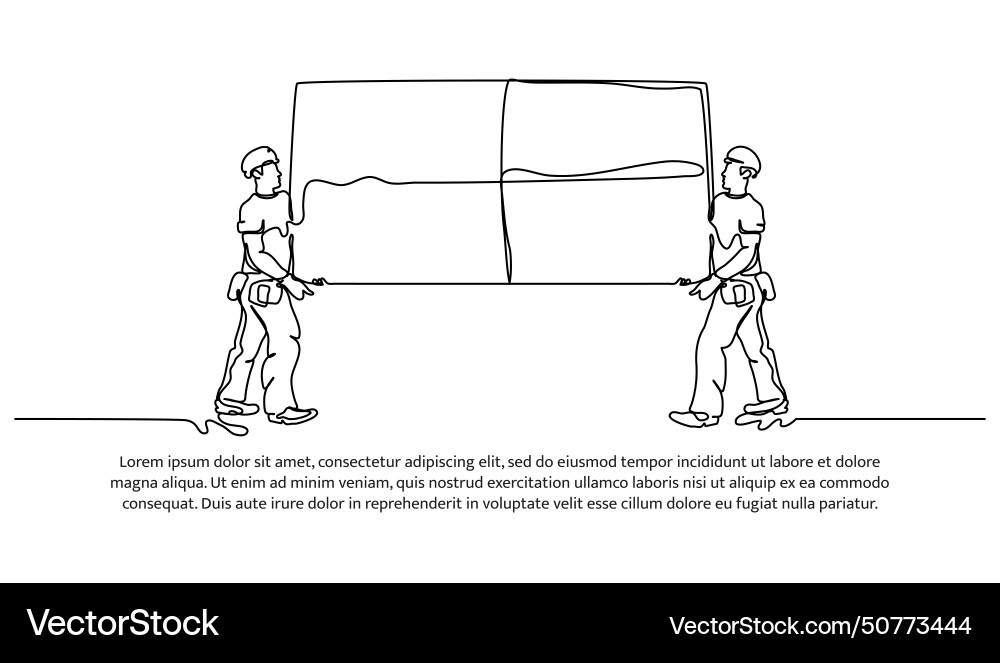 One line continuous of contractors work together Vector Image