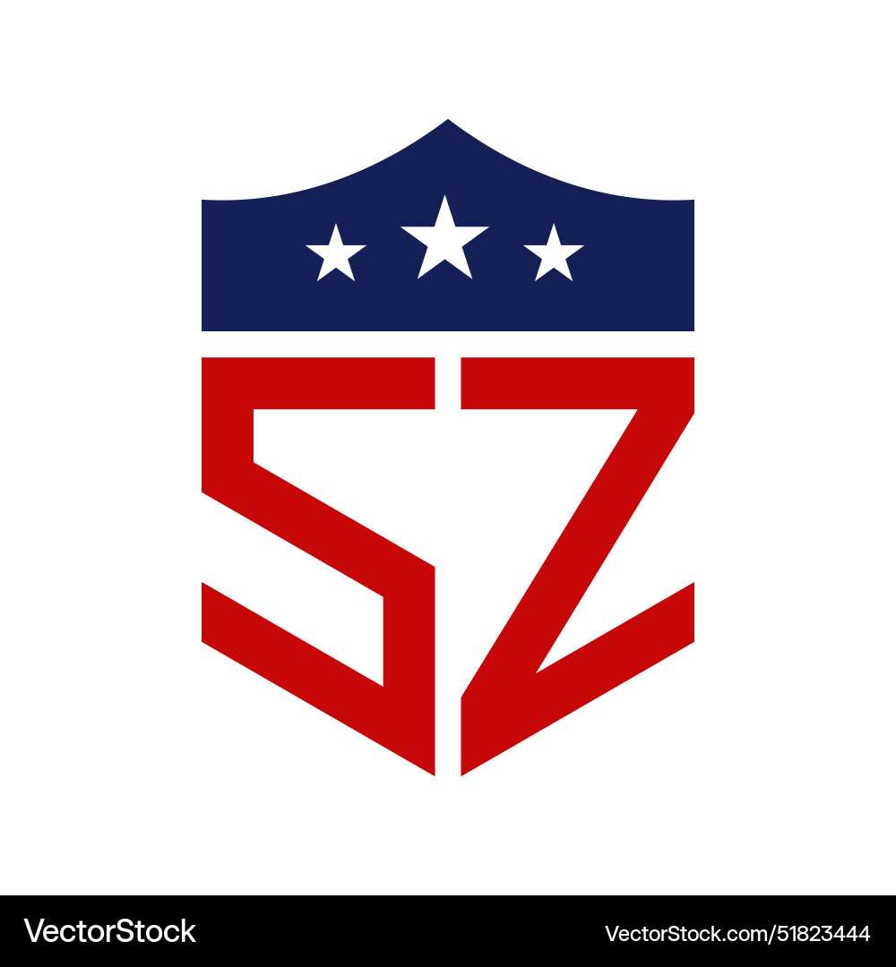 Patriotic sz logo design letter Royalty Free Vector Image