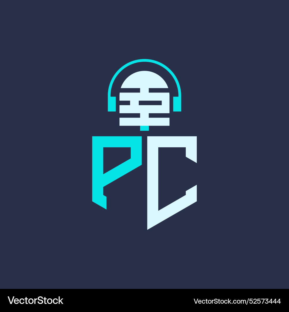 Pc microphone logo design for audio music Vector Image