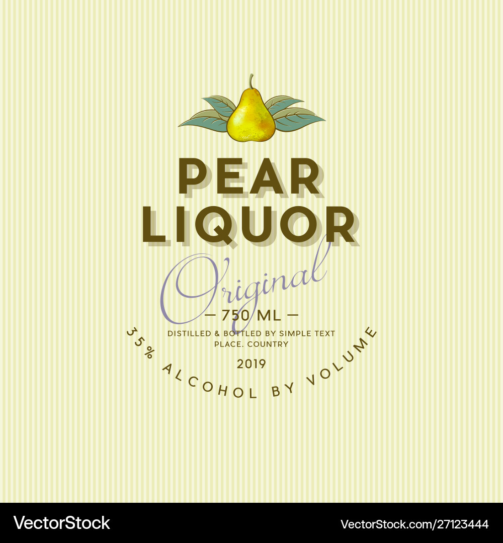 Pear liquor label vintage packaging alcohol Vector Image