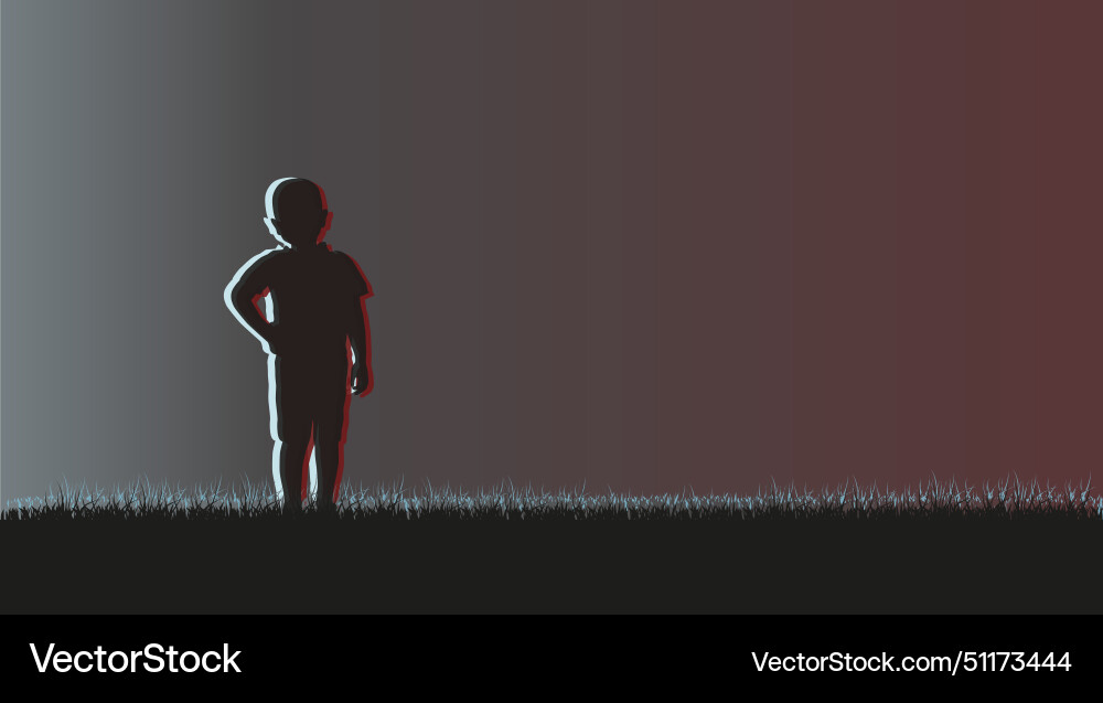 Silhouette of a child solitude gradient Royalty Free Vector