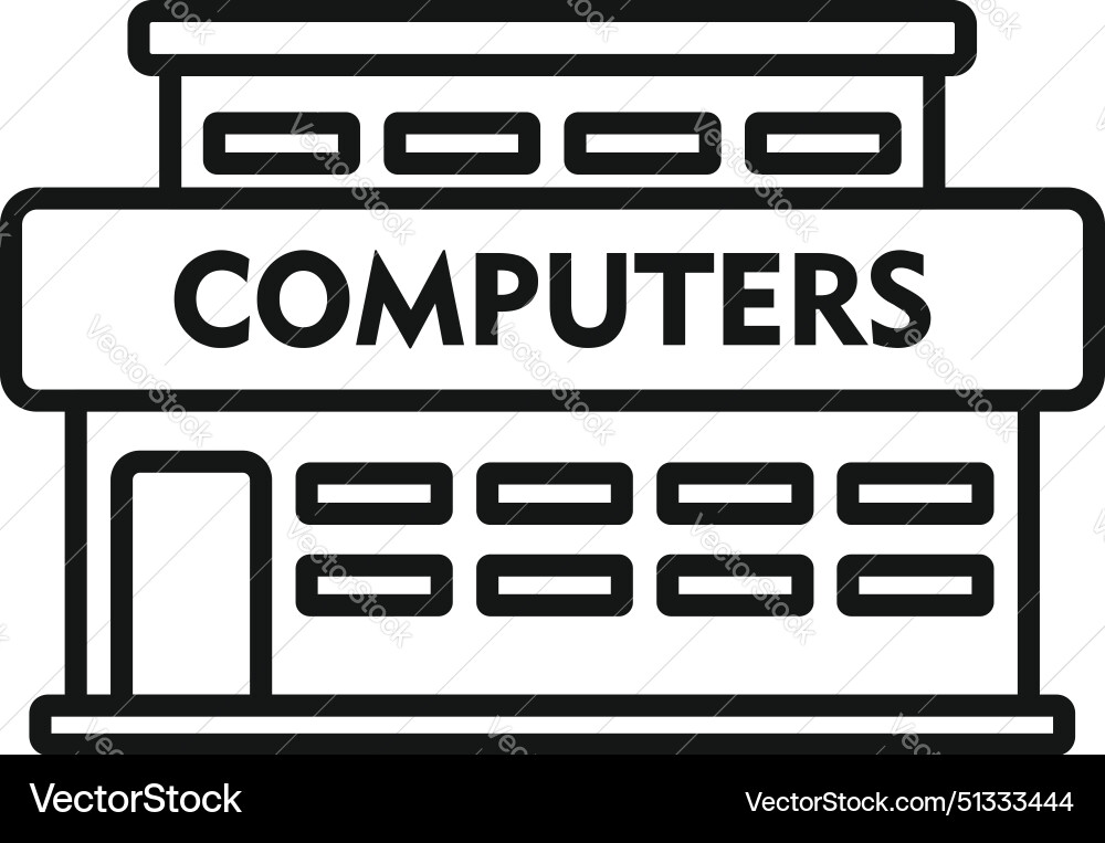 Simple line drawing of a computer store exterior Vector Image
