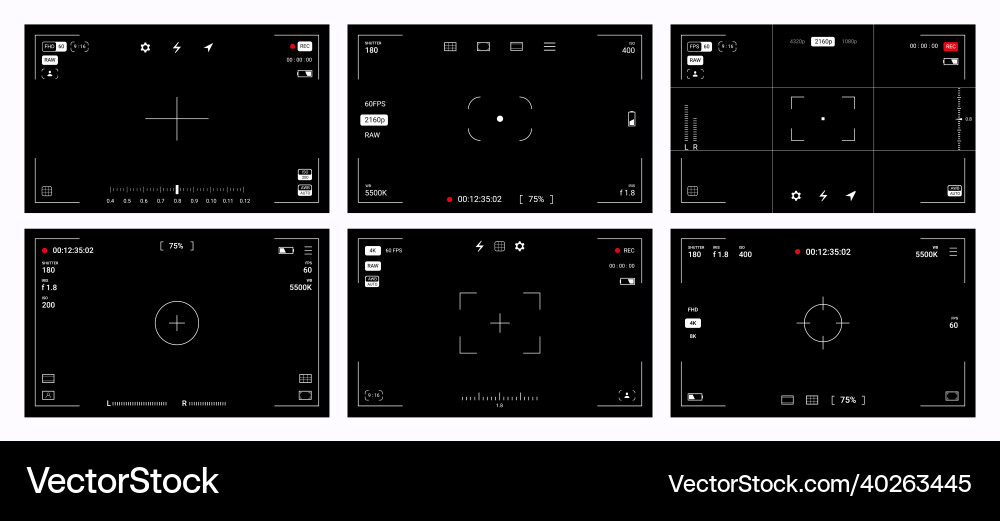 Camera viewfinder video record and photography Vector Image