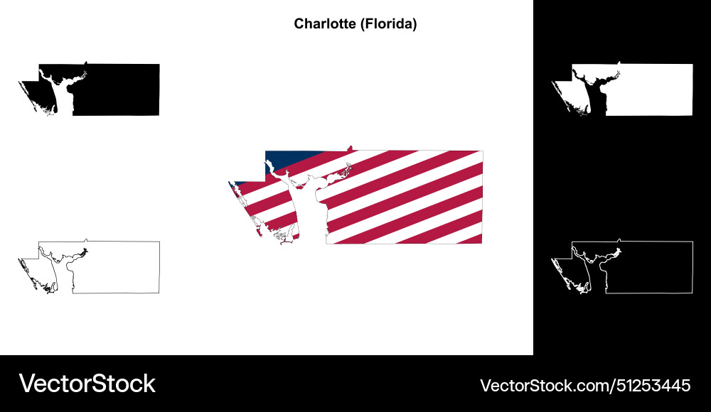 Charlotte outline map Royalty Free Vector Image