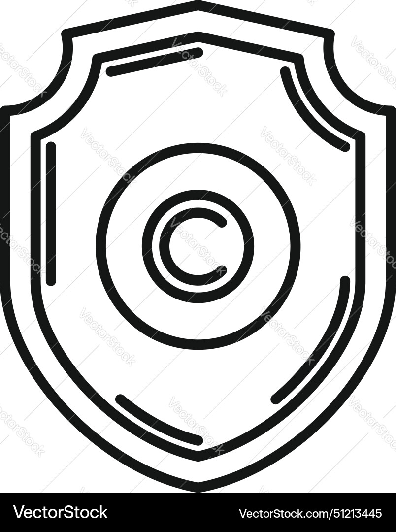 Copyright shield protection icon outline Vector Image