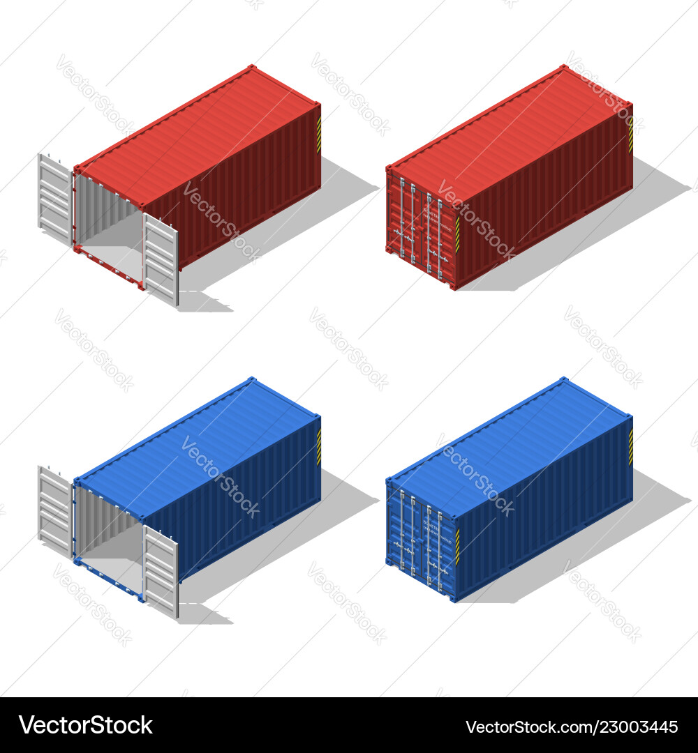 Isometric set of opened and closed shipping Vector Image