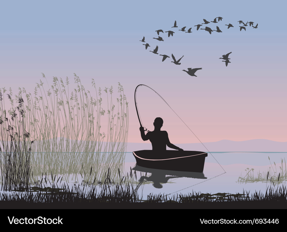Angler on a boat Royalty Free Vector Image - VectorStock