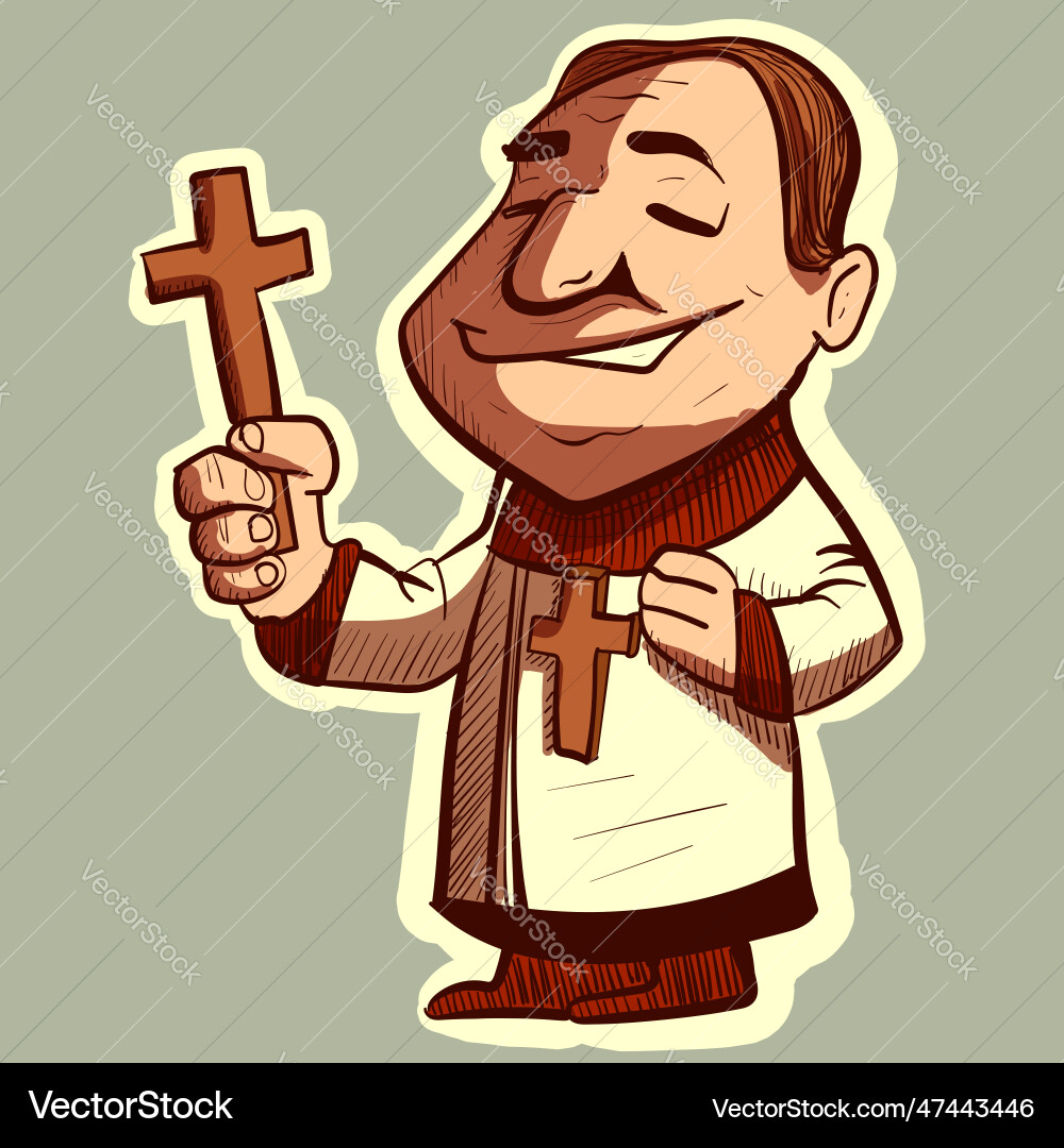 Catholic Priest with Cross Royalty Free Vector Image