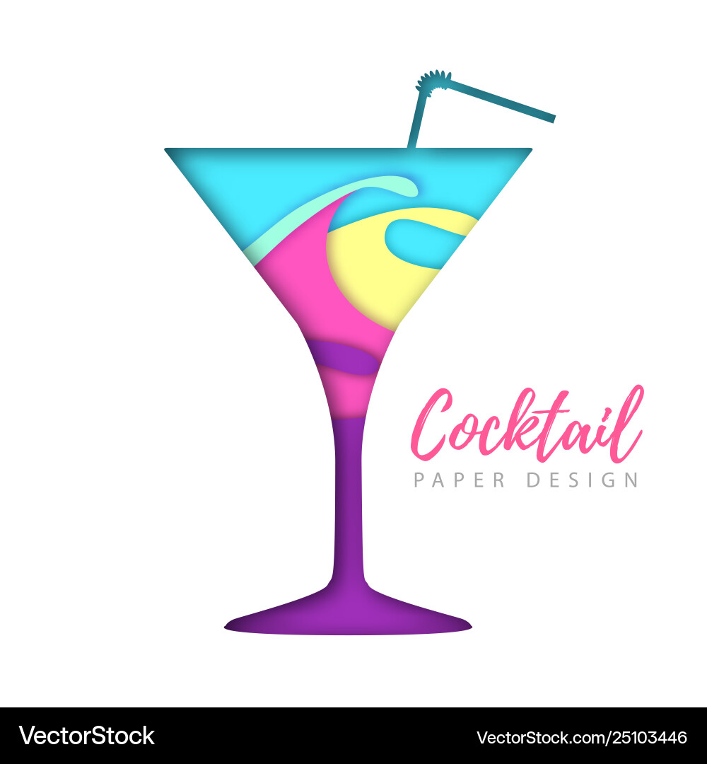 Cocktail cosmopolitan silhouette cut out paper Vector Image