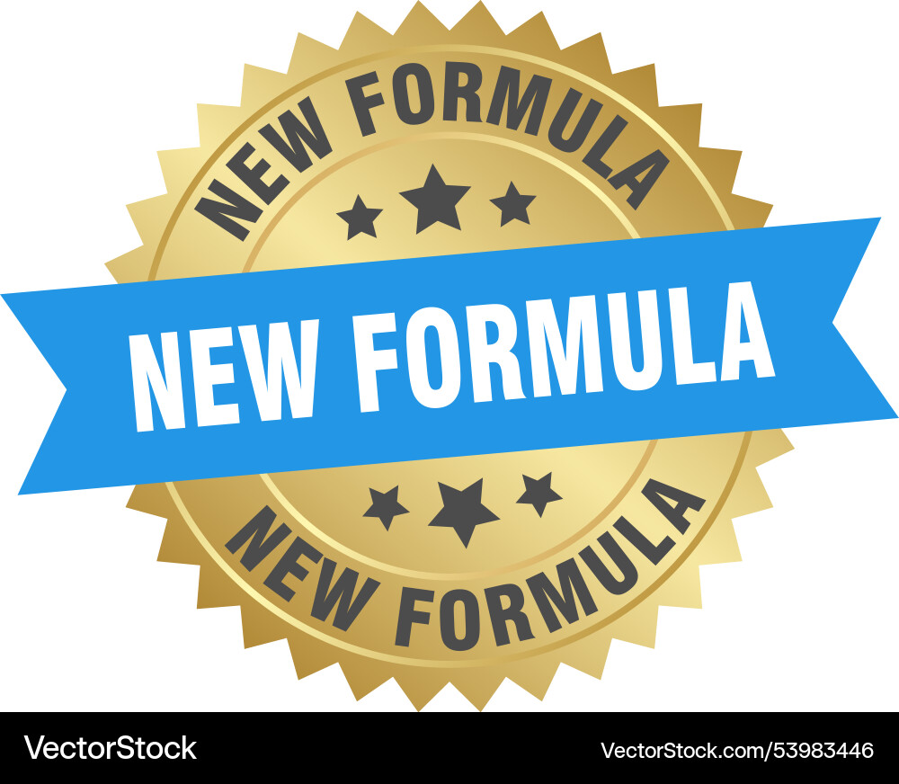 New formula round blue and gold label Royalty Free Vector